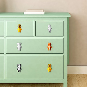5 Pieces Cute Animal Knobs Kid Handles Ceramic Knobs Child Drawer Pulls Animal Cabinet Handles Lovely Cupboard Knobs Nursery Drawer Handle with Screws for Room Bedroom Bathroom Kitchen Door Dressers