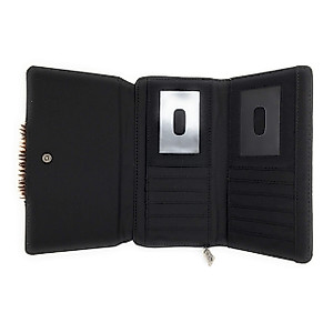 Concealed Carry Hobo Double Flat Strap Purse Southwest Cowhide & Matching Wallet (Black)