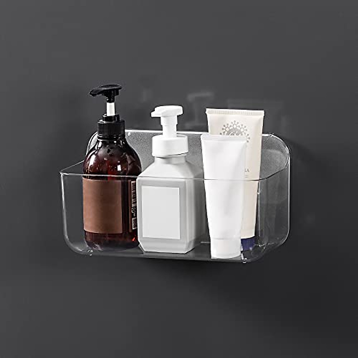 Ettori 3 Pack Shower Caddy,Soap Dish and Toothbrush Holder,Wall Mounted Rustproof Plastic Shower Storage for Inside Shower and Bathroom Shower Accessories-Clear