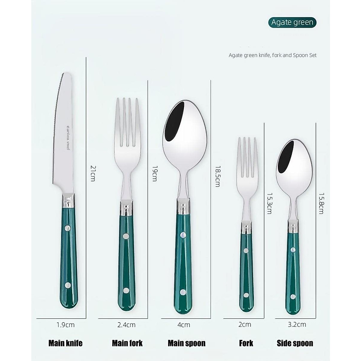 20-Piece Set-304 Thickened Stainless Steel Silverware Cutlery Set Steak Knife And Fork Spoon Dessert Tea Spoon Fruit Fork (White)