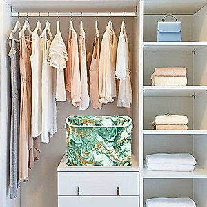 Kigai Marble Texture Storage Basket with Lid Collapsible Storage Bin Fabric Box Closet Organizer for Home Bedroom Office 1 Pack