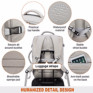 LOVEVOOK Carry on Backpack, 45L Large Travel Backpack for Women Airline Approved, Expandable Large Suitcase Backpacks With 4 Packing Cubes, Aer Travel Pack 3, Water Resistant Weekender Bag