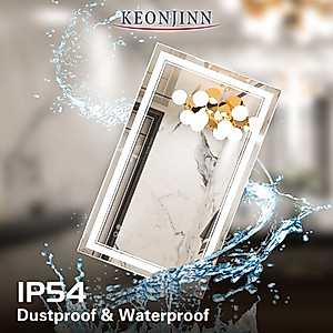 Keonjinn LED Bathroom Mirror with Lights, 40 x 24 Inch Front Lighted Vanity Mirror, Wall Mounted Anti-Fog Memory Brightness Dimmable Makeup IP54, Shatterproof (Horizontal/Vertical)