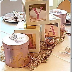 Rose gold baby shower decorations baby block letters centerpieces its a girl its a boy, unisex baby shower