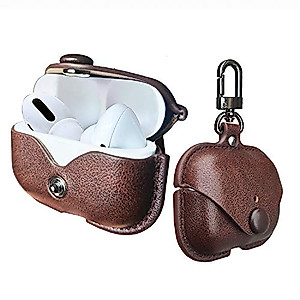 MODOS LOGICOS Charging Case Cover for Apple Air Pods Pro, Leather Case with Secure Snap-Fastener Compatible with Apple AirPods Pro 1st (2019) / AirPods Pro 2nd (2022) Charging Case - Brown