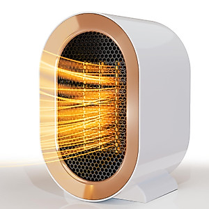 QQT Electric Space Heater,Portable Energy Efficient Space Heaters for Indoor Use,Two-Speed Portable Heater Fan for Office with Adjustable,Overheating Protection,Dumping Shutdown (White)