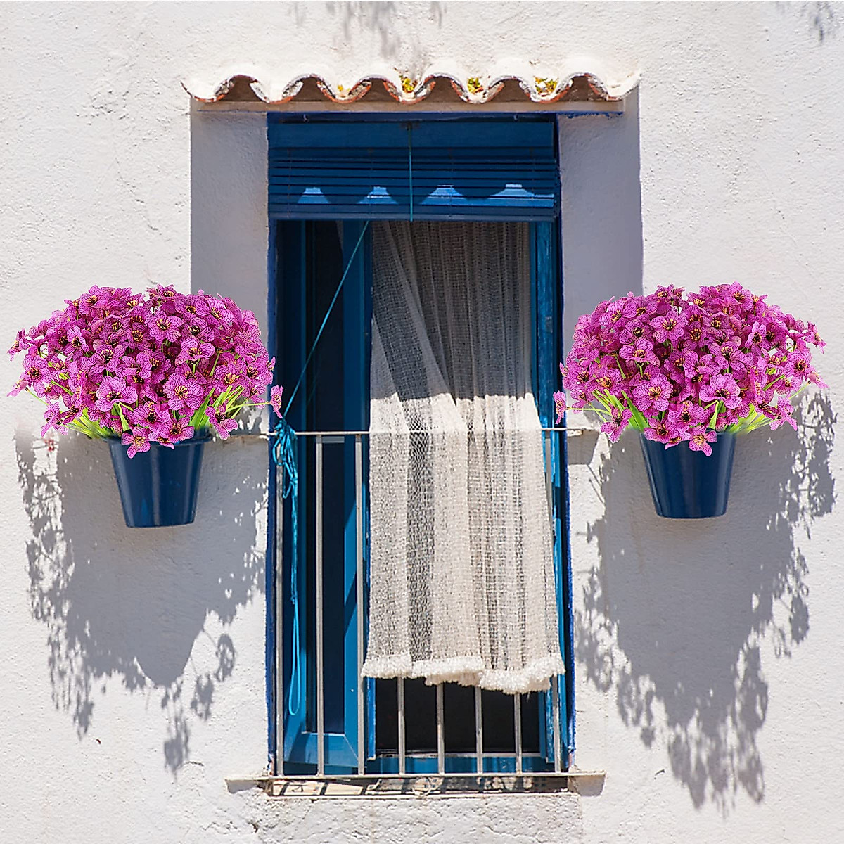 Avicill Artificial Flowers Outdoor 12 Bundles UV Resistant Fake Flowers for Outside No Fade Faux Plastic Greenery Shrubs Garden Porch Window Box Decorating, Purple