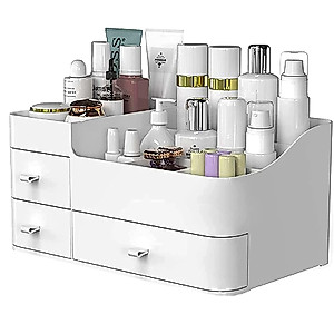 BREIS Makeup Organizer,Large Countertop Skincare Organizers for Vanity, Dresser Bathroom Organization and storage for Cosmetics Brushes Perfume Eyeshadow Lotion Gel Nail Polish Lipstick(White)