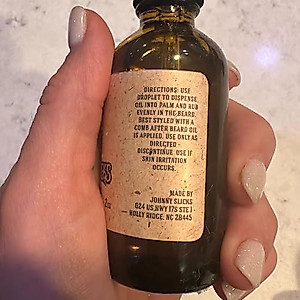 Johnny Slicks Organic Beard Oil | Moisturize, Soften, Promote Hair Growth, Reduce Itch (US Made, Veteran Owned Handcrafted with Clean Ingredients), Rugged
