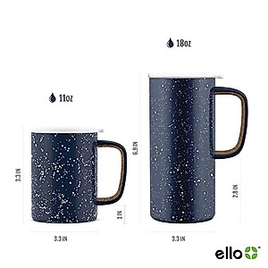 Ello Campy 11oz Stainless Steel Travel Mug with Handle and Leak-Proof Slider Lid, Reusable, Vacuum Insulated, Perfect for Coffee or Tea, Home, Gift, Travel, Office, BPA Free, Xavier Navy