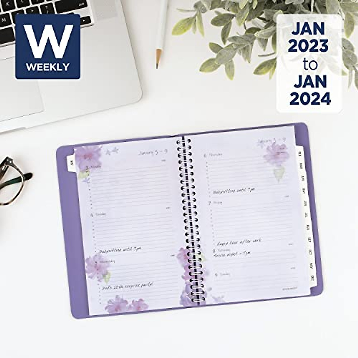 AT-A-GLANCE 2023 Weekly & Monthly Planner, 5-1/2" x 8-1/2", Small, Beautiful Day, Lavender (938P-200)
