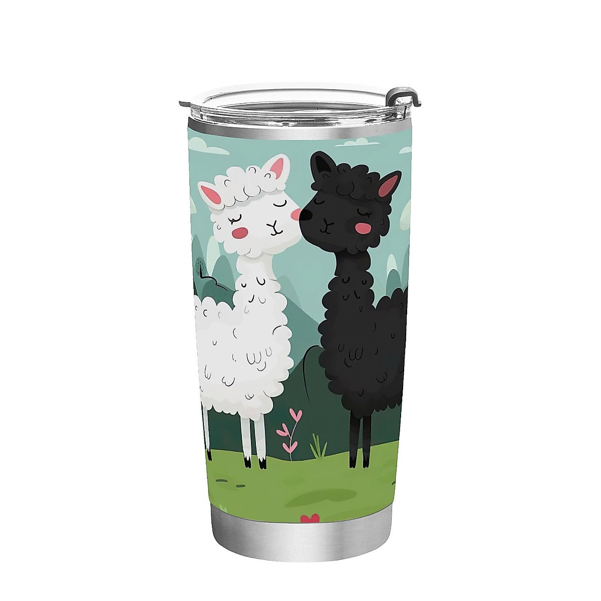 Wassud Cartoon Alpaca 20 oz Tumbler with Lid and Straw Stainless Steel Double Wall Vacuum Tumblers Insulated Travel Coffee Mug for Cold and Hot Drinks