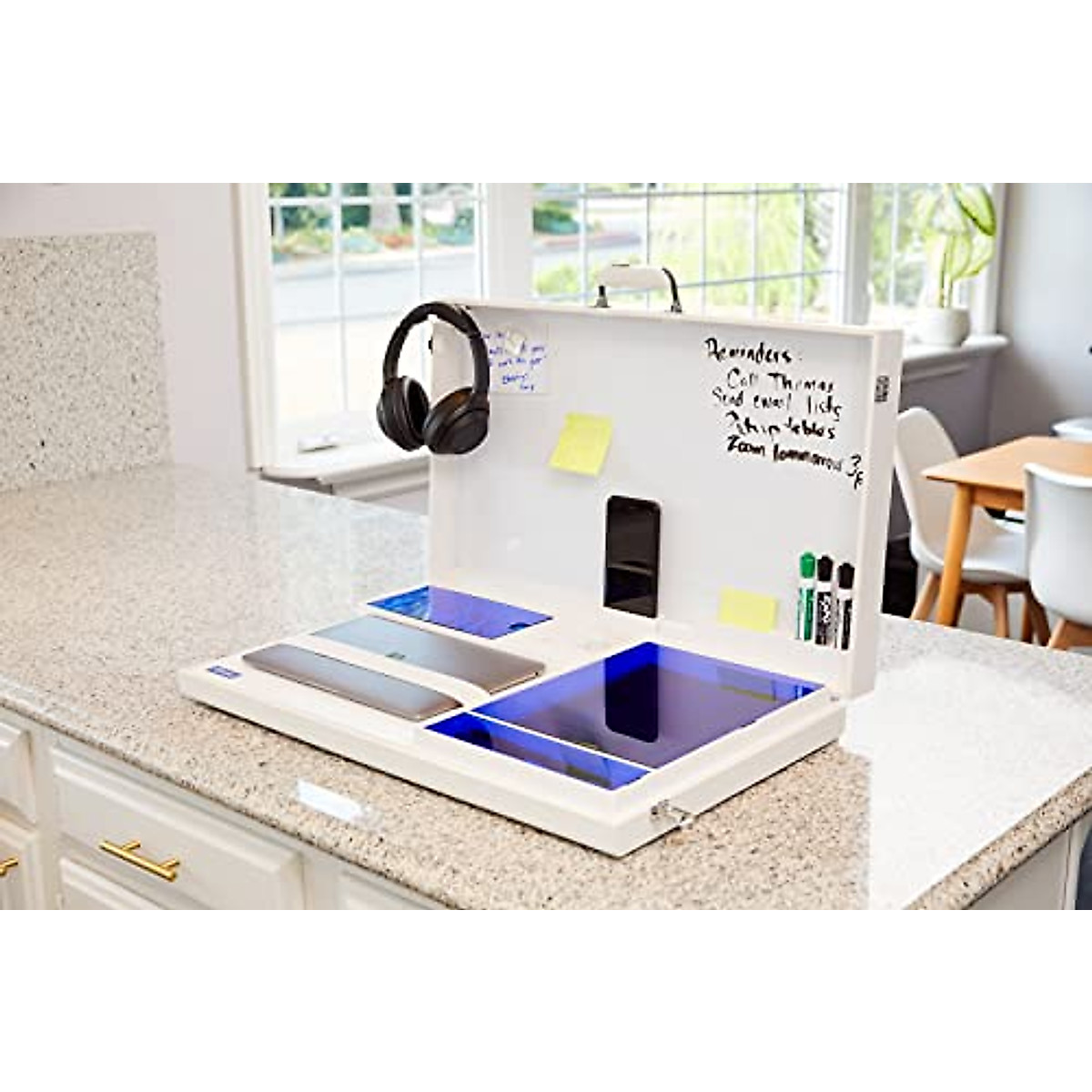 Worky 15-in-1 Home Office Portable Workstation Desk with Built-in Storage, 3.5" D x 26" W x 16.5" H, 14 Lbs, White