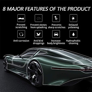 Lypumso Clear Vinyl Wrap, Transparent Protective Self Adhesive Car Wrap Film Vinyl Without Bubble Clear Gloss Paint for DIY Car Moto Interior Exterior (Clear, 1ft x 10ft)