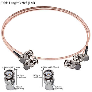 TUOLNK BNC Cable RG316 BNC Male Right Angle to BNC Male Right Angle Coaxial Cable for CCTV HD SDI Cable 3.28ft (1M) 50Ohm BNC Elbow 90 Degree Extension Cable 2 Pack