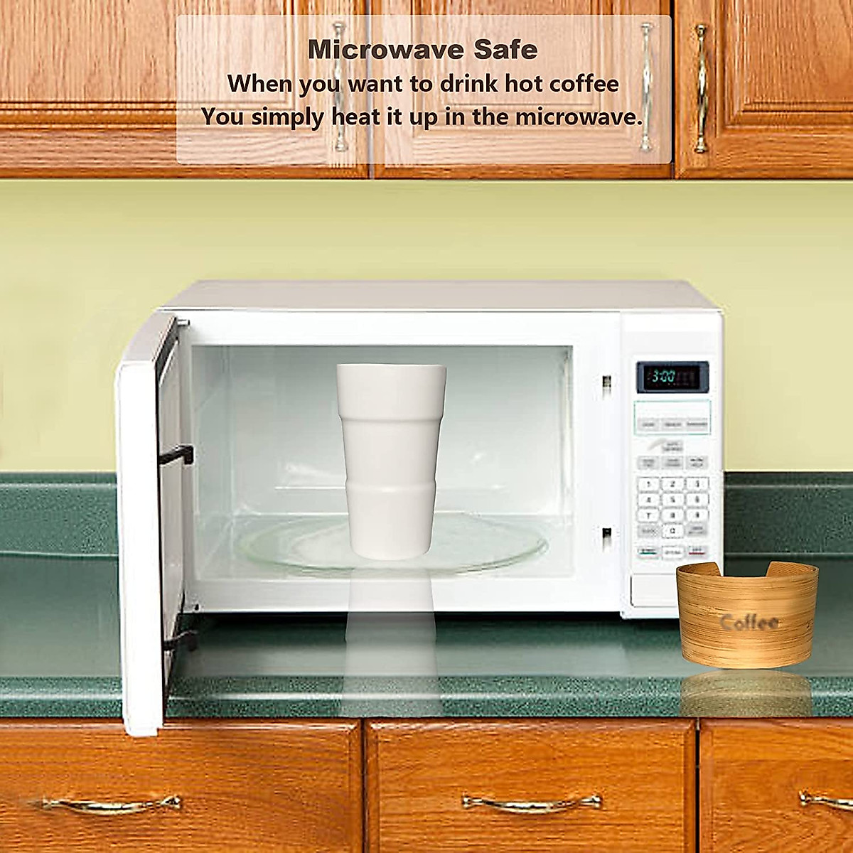 Kopmath Ceramic Travel Coffee Mug, 16 oz Travel Mug with Lid, Splash Proof, Anti-Scald Sleeve, Microwave Dishwasher Safe, Portable To Go Tumbler, Large Coffee Cup for Car Cup Holder, Gift