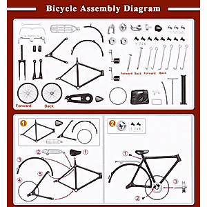 Japelessor 51 PCS Retro Bicycle Model Ornament for Kids - DIY Bicycle Model Assembled (B-Green)