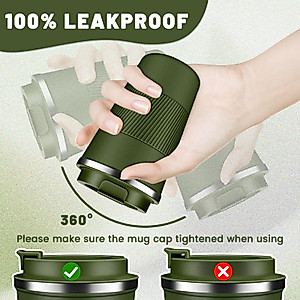 Insulated Coffee Tumblers with Flip Lid 12oz / 17oz, Stainless Steel Travel Coffee Mug Leak Proof, Vacuum Insulated Coffee Mug Thermos Cup, Keeps Cold and Hot for Coffee Tea