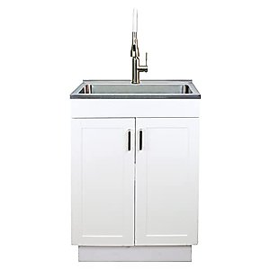 Transolid TC-2420-WCW 24-in All-in-One Laundry/Utility Sink Kit with Faucet in White