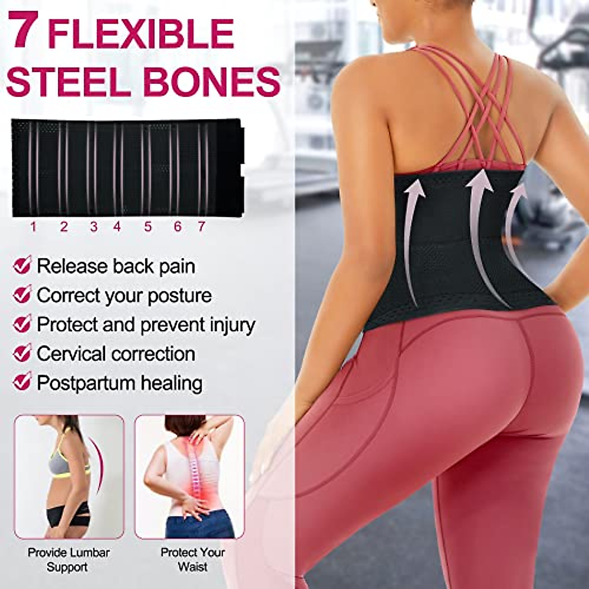 ZOPEUSI Waist Trainer For Women Waist Cincher Trimmer Sport Girdle Underbust Corset Tummy Control Hourglass Body Shaper Black