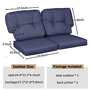 Aoodor Deep Seating Loveseat Cushion Set, Cushions for Patio Sectional Sofa, Breathable Soft Cushion with Back Cushion for Patio Furniture - Set of 2 (2 Back 2 Seater)