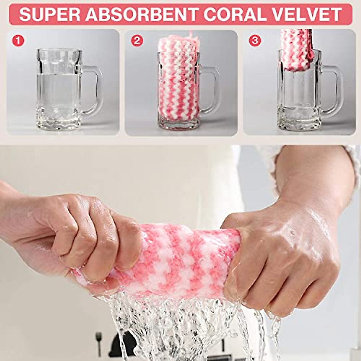 AMITER Kitchen Dish Towels, 100% Cotton Kitchen Towels and Dishcloths Set, 10 Pack Dish Cloths for Washing Dishes Dish Rags for Drying Dishes Kitchen Wash Clothes Cleaning Towel