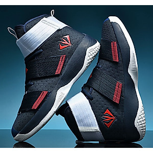 YAXE Women's Fashion High Top Sneakers Running Tennis Basketball Shoes Size 7/6 Blue Red