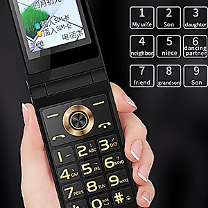 Unlocked Senior Flip Cell Phone, 2G Big Button Hearing Aids Flip Phone for Seniors, 2.4 Inch Display, FM Radio, MP3, MP4, BT, 4800mAh Battery, Dual Card Dual Standby (Gold)