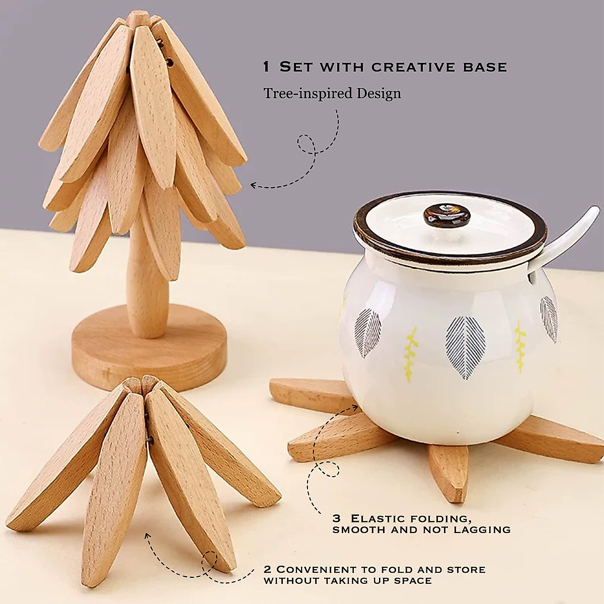 Wooden Trivets for Hot Dishes,Tree Coasters,Decorative Wood Trivet Set,Hot Pads for Pots and Pans