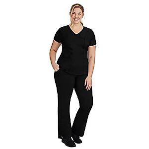 Healing Hands Scrubs for Women Mock Wrap Neck Top 2 Pocket Purple Label Women's Scrub Top 2172 Jordan Black 2XL