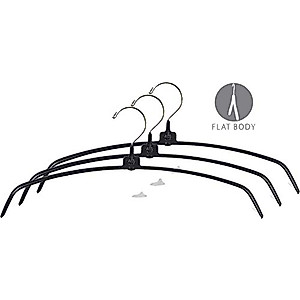 Black Rubberized Ultra-Thin Metal Hangers, Space Saving Arched Top Hangers with Vinyl Non-Slip Coating & Chrome Hook (Set of 100) by The Great American Hanger Company