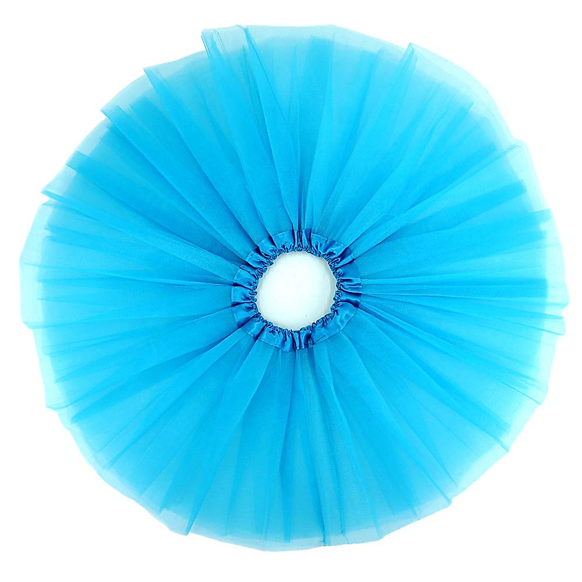 BGFKS 5 Layered Tulle Tutu Skirt for Girls with Hairbow, Ballet Dressing Up Kid Tutu Skirt (Blue, 2-8 Years Old)