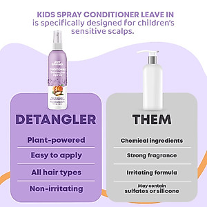JoySpring Detangle Spray for Kids - Natural Conditioner & Detangler Spray with Argan Oil & Apricot - Curly Hair Detangling Spray (8 oz)