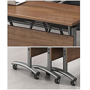 Foldable Meeting Table,Flip Top Mobile Training Table with Modesty and Lockable Wheels, for Conference Rooms,Training Rooms,Media Centers,Classrooms (Color : Brown, Size : 120 * 50 * 75cm)
