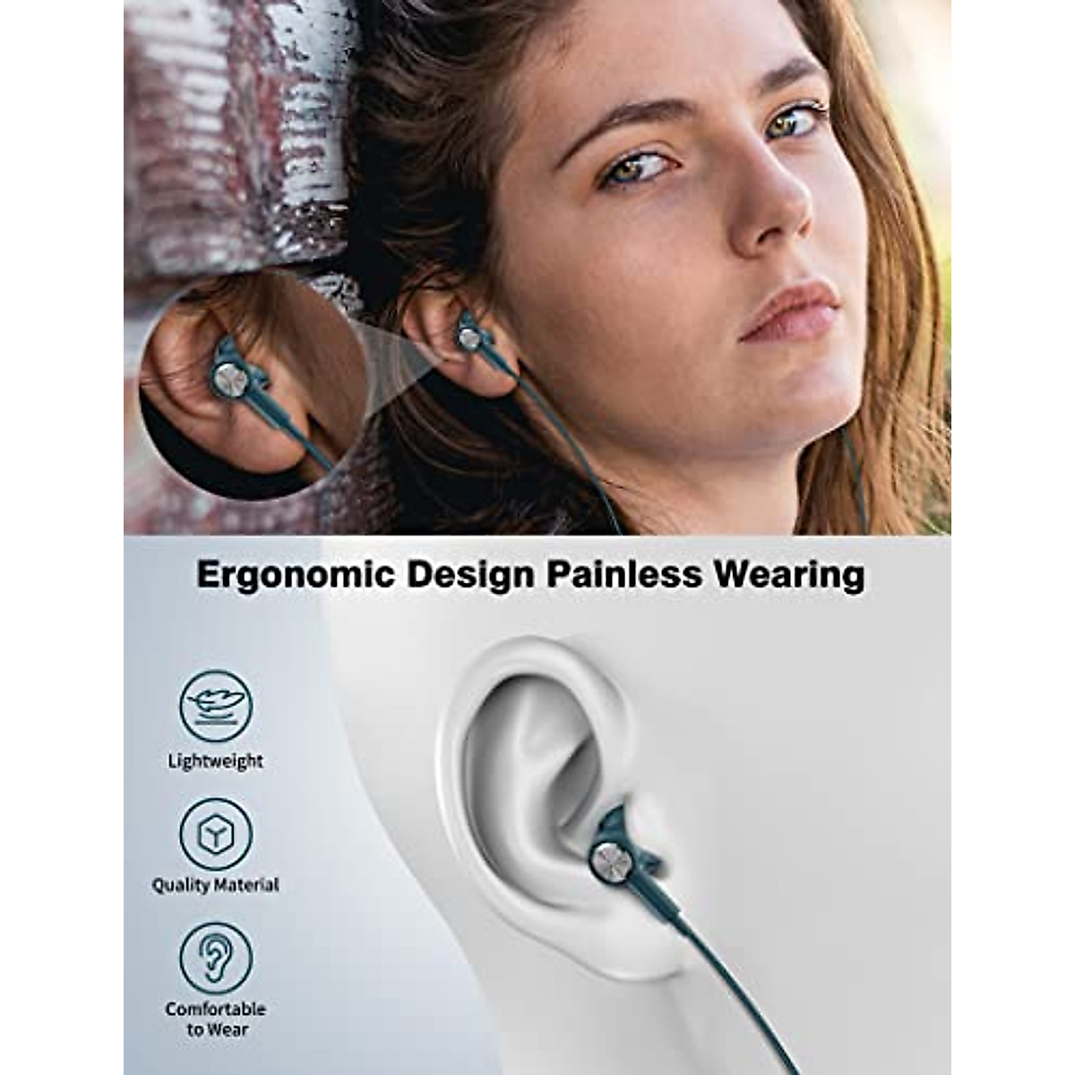 USB C Headphone for Samsung S23 Ultra 5G Z Flip 5 Fold 4,Type C Earphone Magnetic Earbuds Digital DAC Wired Earphone Microphone for Android Galaxy S22 S21 FE A54 A53 Google Pixel 7 Pro 7A 6A Lake Blue