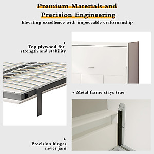 Tatub Murphy Bed Full Size, Murphy Bed Cabinet Bed, Wall Bed with Shelves and Drawers, Murphy Cube, Hide a Bed on a Cabinet, Space Saving, No Box Spring Required