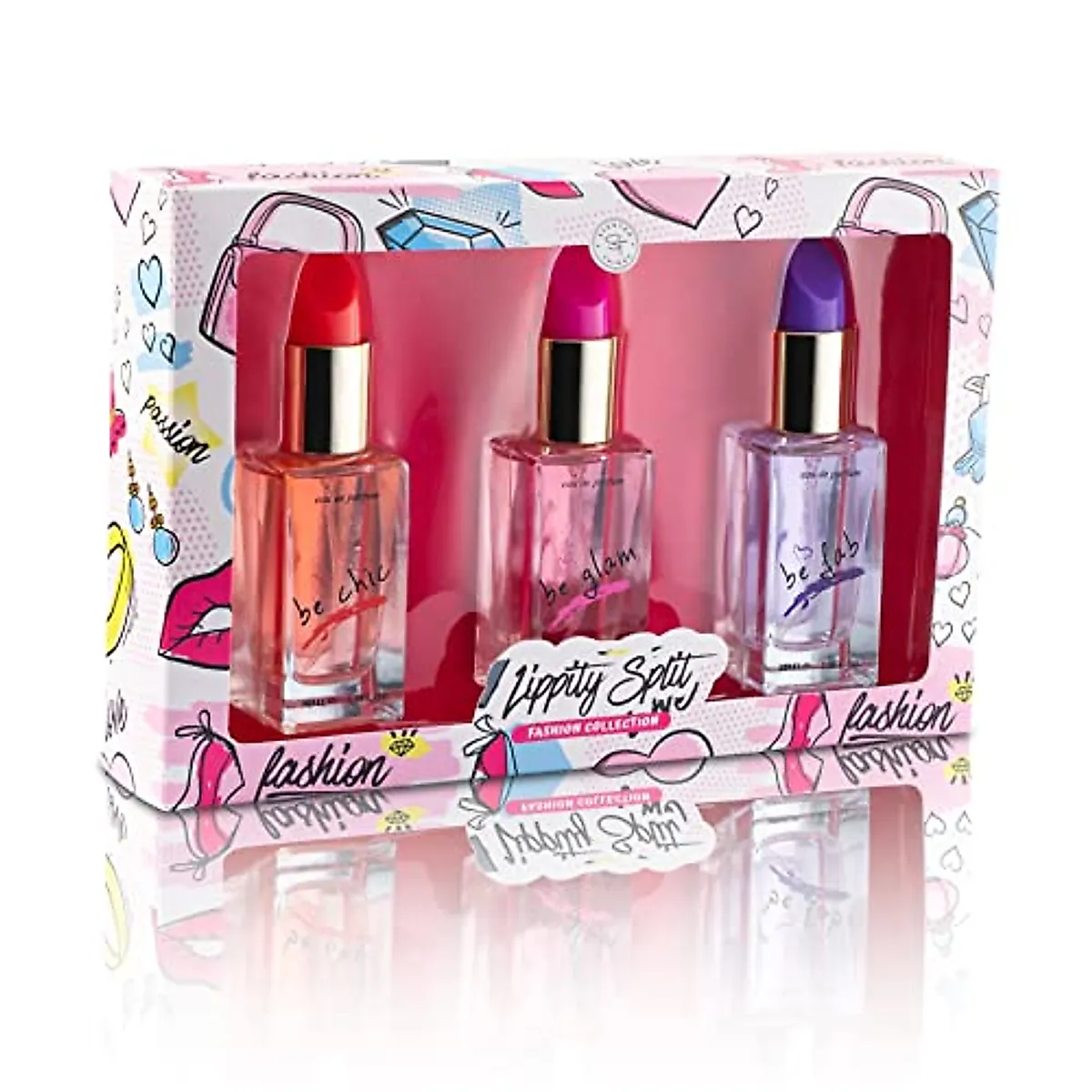 SCENTED THINGS Lippity Split Body Spray Girl Perfume, Eau De Parfum Teen Girl Gifts, Lipstick Shaped Bottles, 3 Piece Set