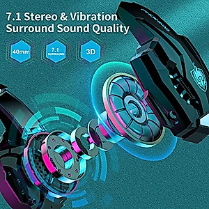 PHOINIKAS Wireless Gaming Headset for PS4 PS5 PC Ninten Switch, G9000 5.8G Wireless Over Ear Headphones with Noise Cancelling Detachable Mic, 7.1 Stereo Sound, 3.5mm Audio Cable, Bluetooth for Phone