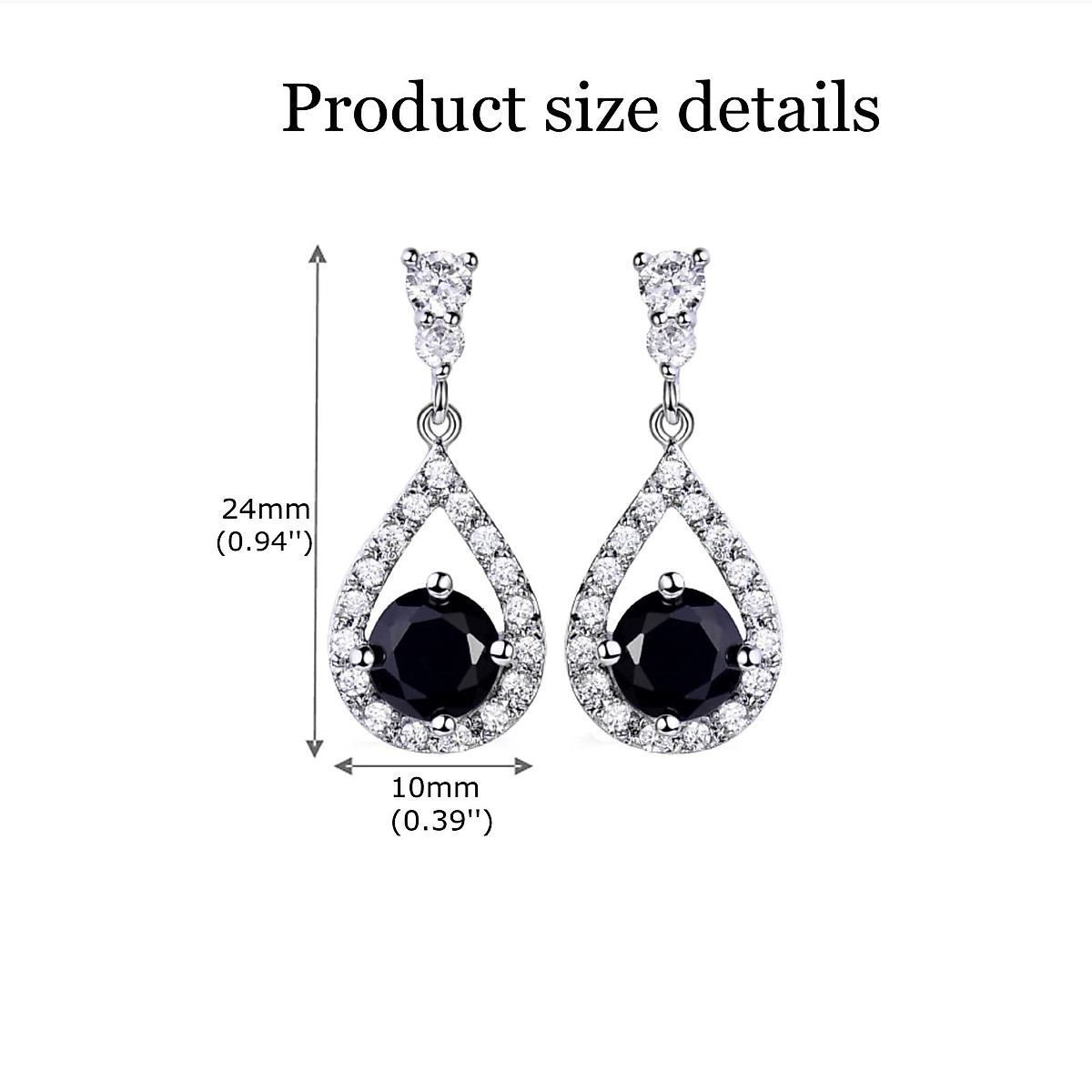 GULICX Silver Plated Base Vintage Black Round Crystal Cubic Zirconia Dangle Drop Earrings Party Jewelry