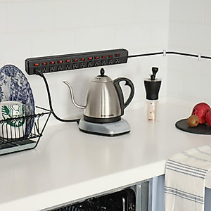 12 Outlet Heavy Duty Power Strip with Individual Switches,Wall Mount Power Strip Surge Protector for Appliances,6FT Cord,1200J 15A 1875W