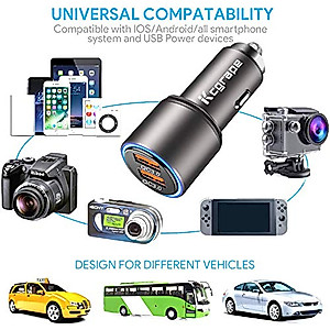 36W Dual Quick Charge 3.0 Fast USB Car Charger and Cable for Samsung Galaxy S21 S20 S22 Plus Ultra FE A14 A23 5G A51 A71 A52 A32 A42 A12 A01 A11,S10 Note 20 10 9 A72,Cigarette Lighter Phone Adapter