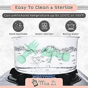 Mia Li Toddler Utensils Set - First Training Self Feed Silicone Baby Utensils - Bpa Free Anti-Choke Baby Spoon and Toddler Fork Utensils Set -100% Food Grade Toddler Spoons and Forks