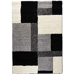 Well Woven Madison Shag Cubes Black Modern Area Rug 5'3" x 7'3"