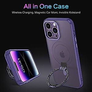DUEDUE for iPhone 14 Pro Magnetic Case with Invisible Stand [Compatible with Magsafe], Full Body Protective Cover Slim Shockproof Kickstand Phone Case for Apple iPhone 14 Pro 6.1", Purple