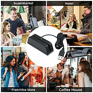 MSR123 Magnetic Stripe Swiper Reader Magstripe Credit Card Reader 3 Track for Quickbooks Online POS System Cashier Registry Cash Register