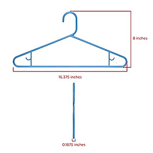 Clorox Blue Plastic Clothes Hangers – | Ideal for Everyday Standard Use | Two Accessory Hooks | Value Set (Pack of 10)