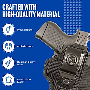DeSantis Pro Stealth, Inside The Waistband Gun Holster, Padded Ballistic Nylon, Handcrafted Concealed Carry Holster, GLOCK 17, GLOCK 19, FN 509, S&W M&P 9/40 4.25”, and More, Ambidextrous, Black
