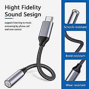 USB c to 3.5mm Audio Adapter, USB c Headphone Adapter USB c dongle Converter for  Pixel 5 4 3 2 XL, Samsung Galaxy S21 S20 Ultra S20+ Note 20 10 S10 S9 Plus for iPad Pro