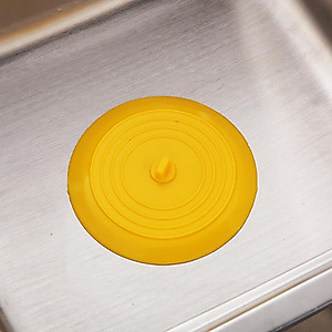 Grebest Durable Silicone Stopper Odor-Free Tub Seal 2 Pack Silicone Sink Stoppers Easy Installation Odor-Blocking Seal for Kitchen Sink Bathtub Drain Yellow