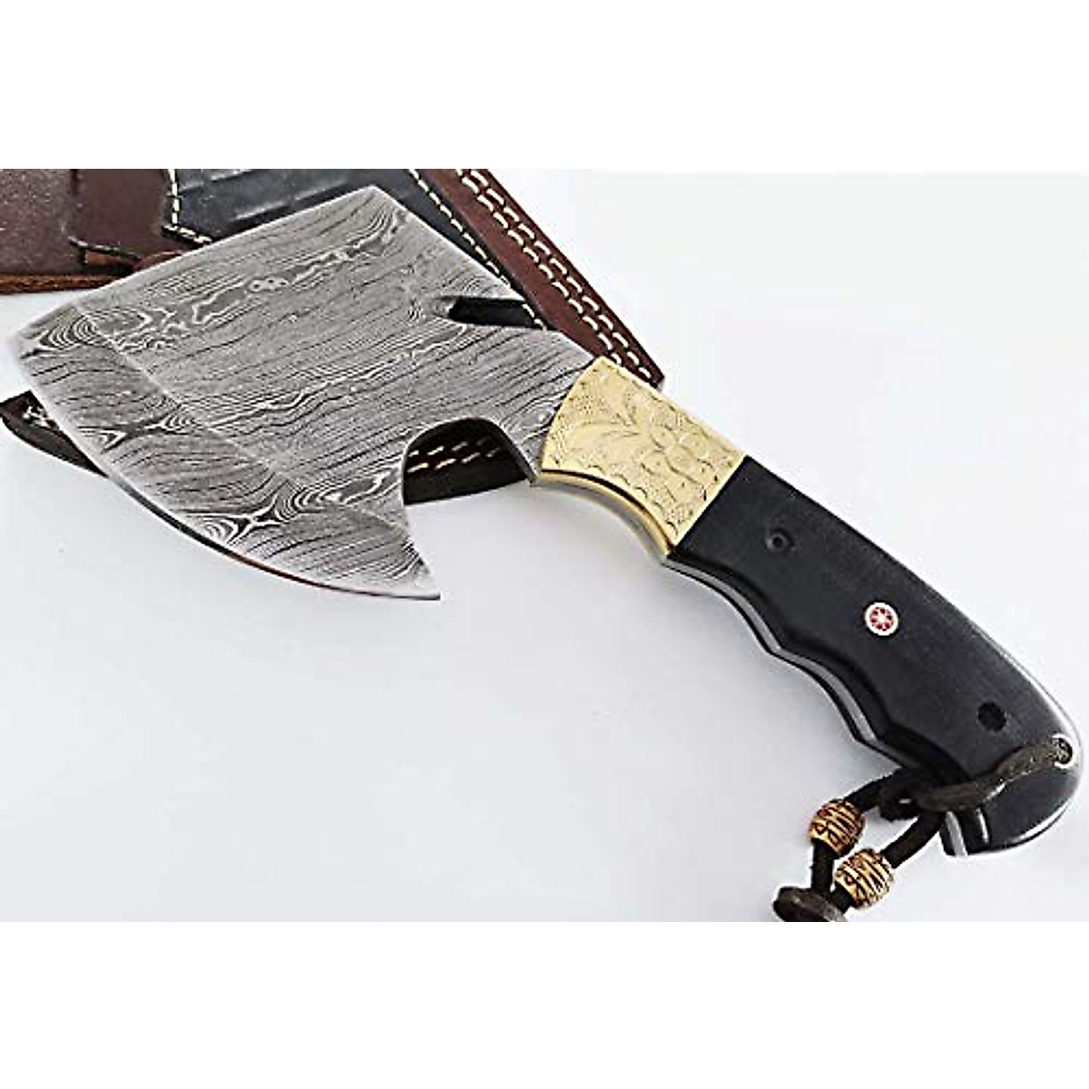 Damascus Steel Blade Axe Hatchet Gut Hook Tomahawk Hunting Knife Camping Hiking SM23